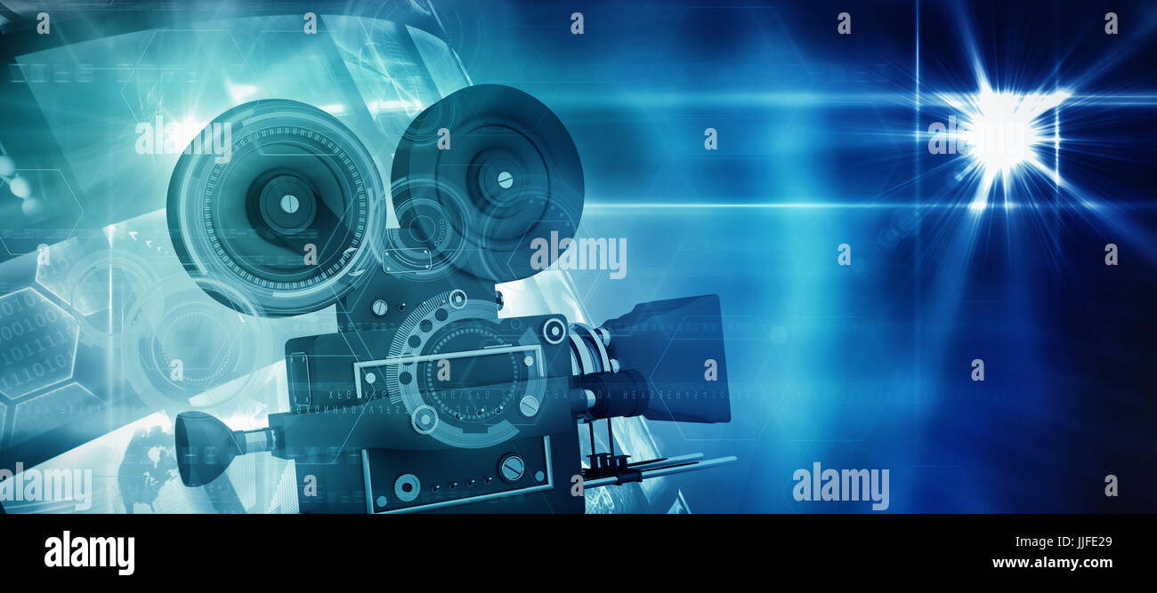 interface against red digital screens with illuminated lights Stock ...