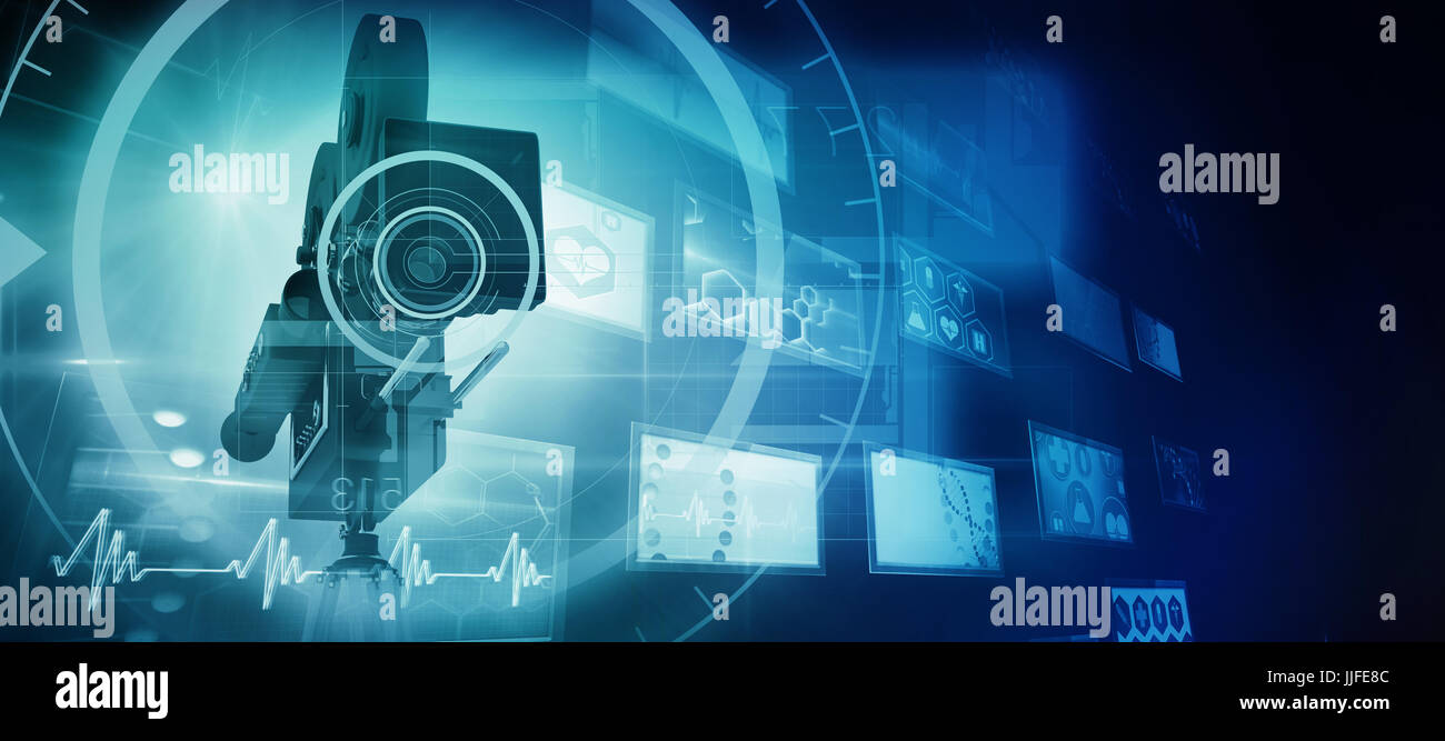 interface against image of television screens with illuminated light ...