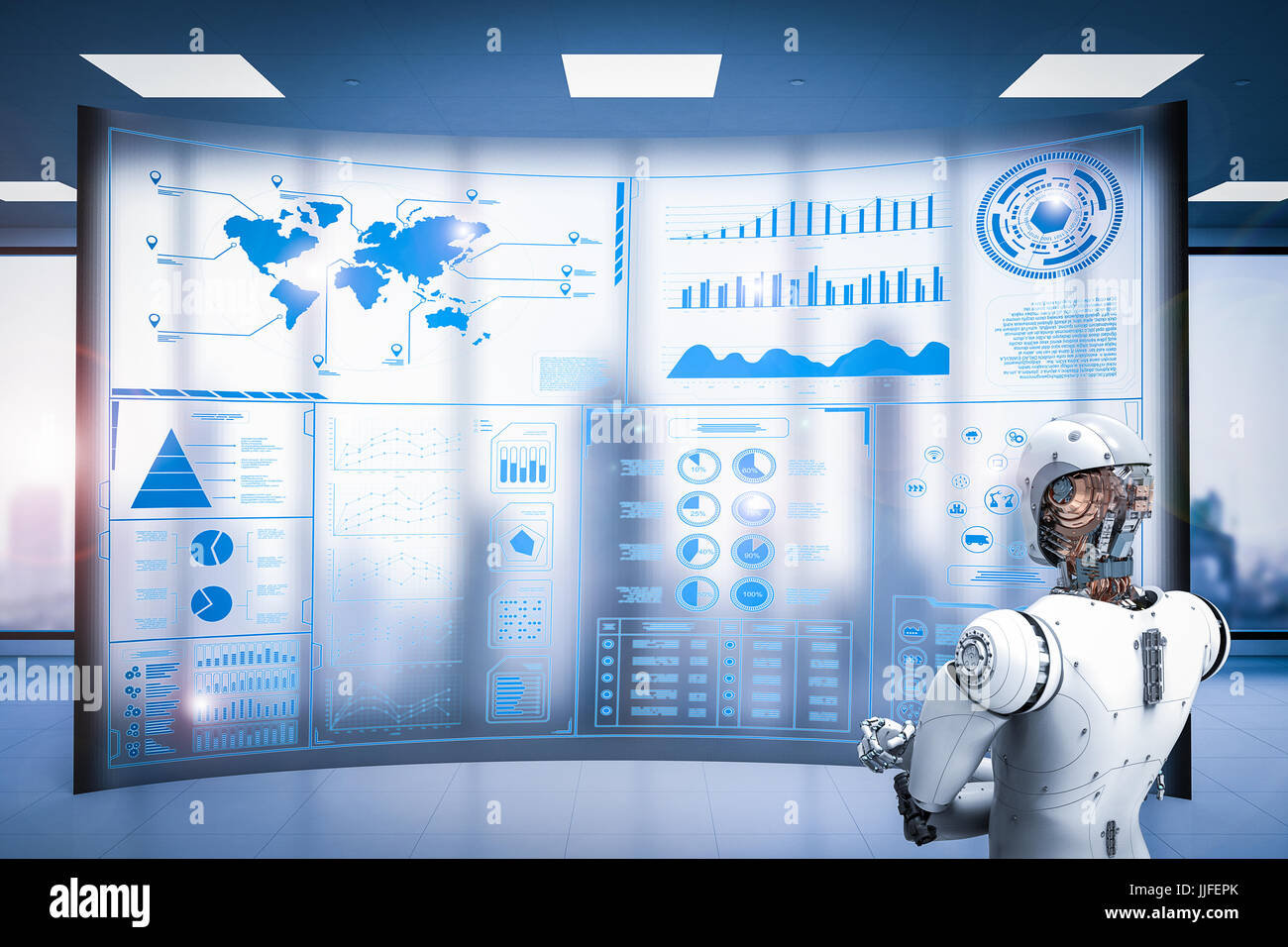 3d rendering robot working with digital display Stock Photo - Alamy