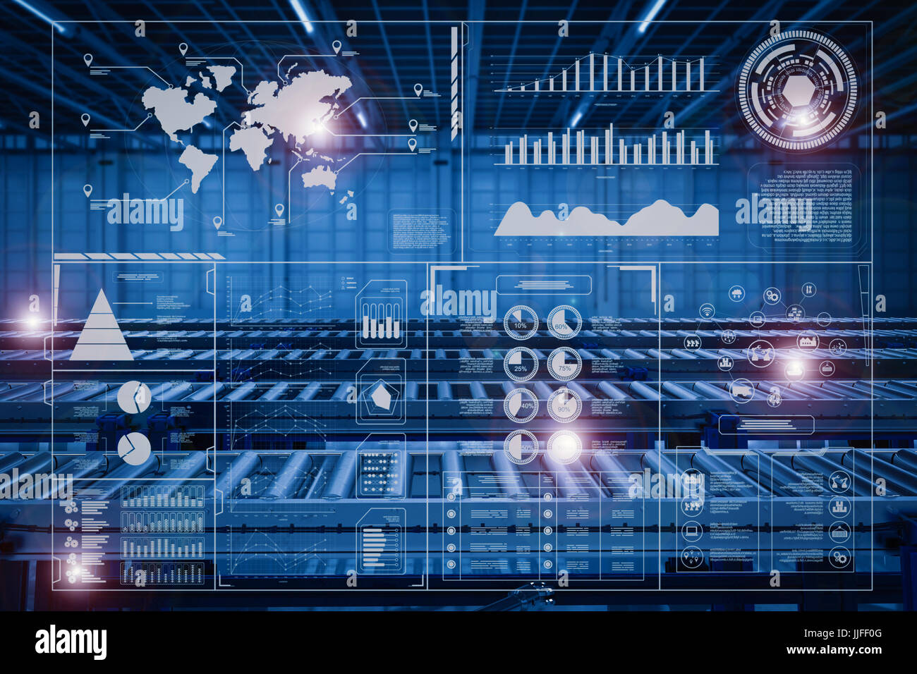 3d rendering hud display with factory background Stock Photo - Alamy