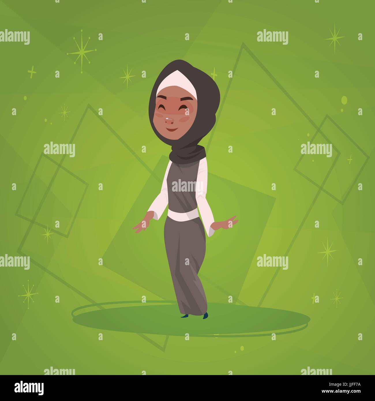 Arab Girl Small Cartoon Character Muslim Female Stock Vector Image ...