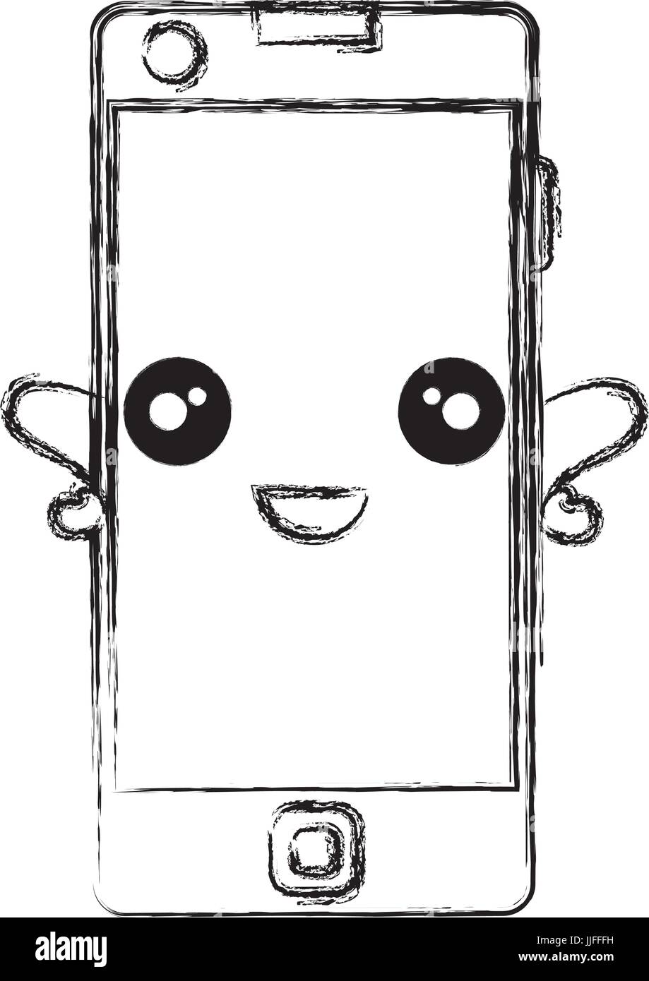 smartphone device kawaii character vector illustration design Stock ...