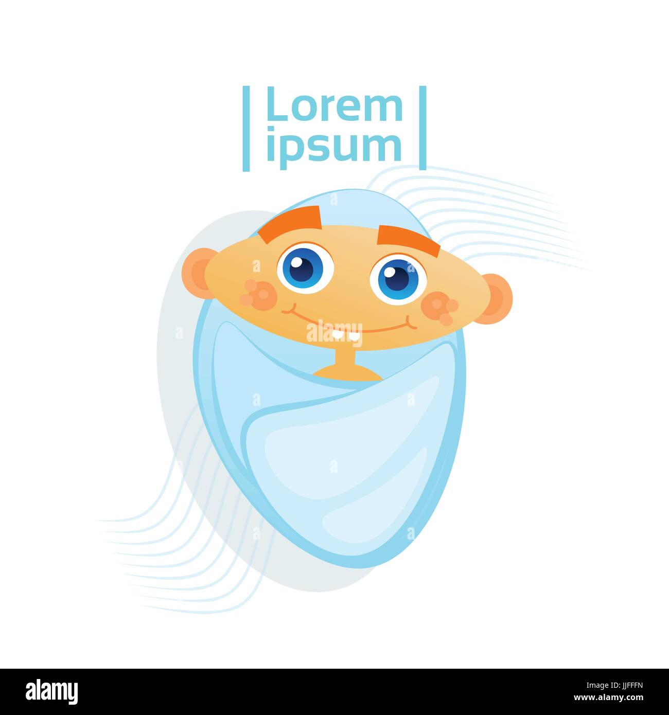 Cute Baby Boy Swaddled Toddler Happy Cartoon Infant Stock Vector Image ...