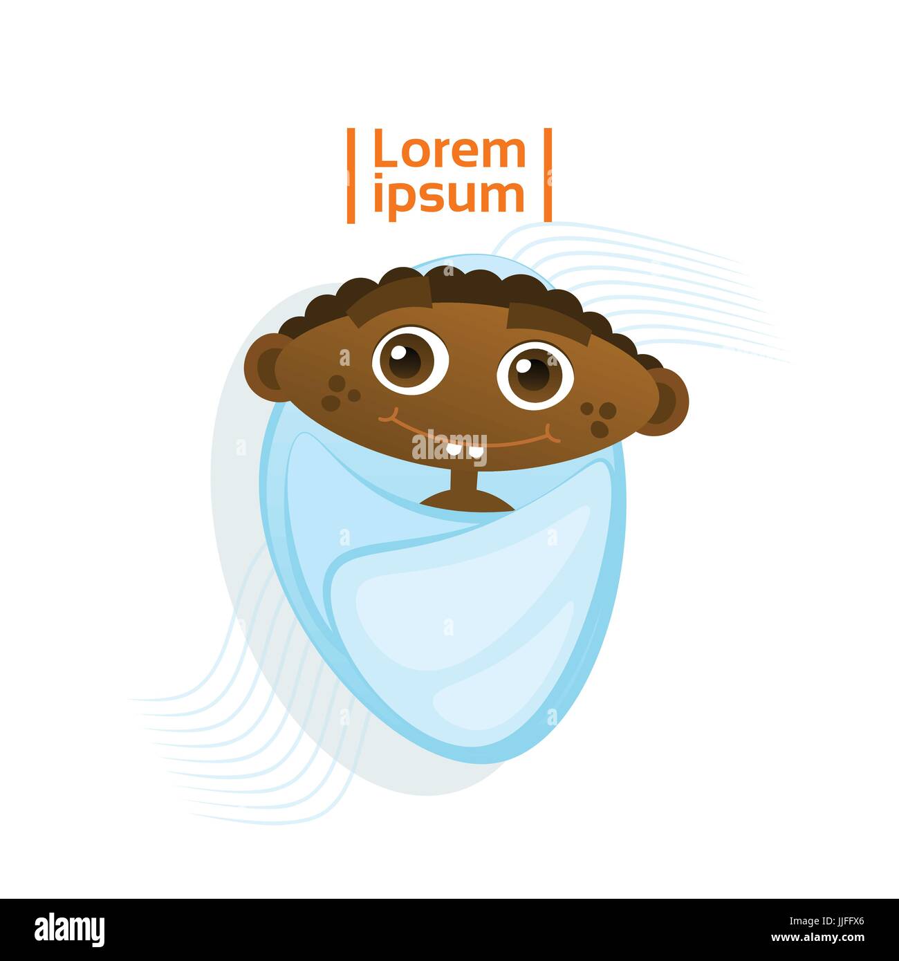 Cute African American Baby Boy Swaddled Toddler Happy Cartoon Infant ...