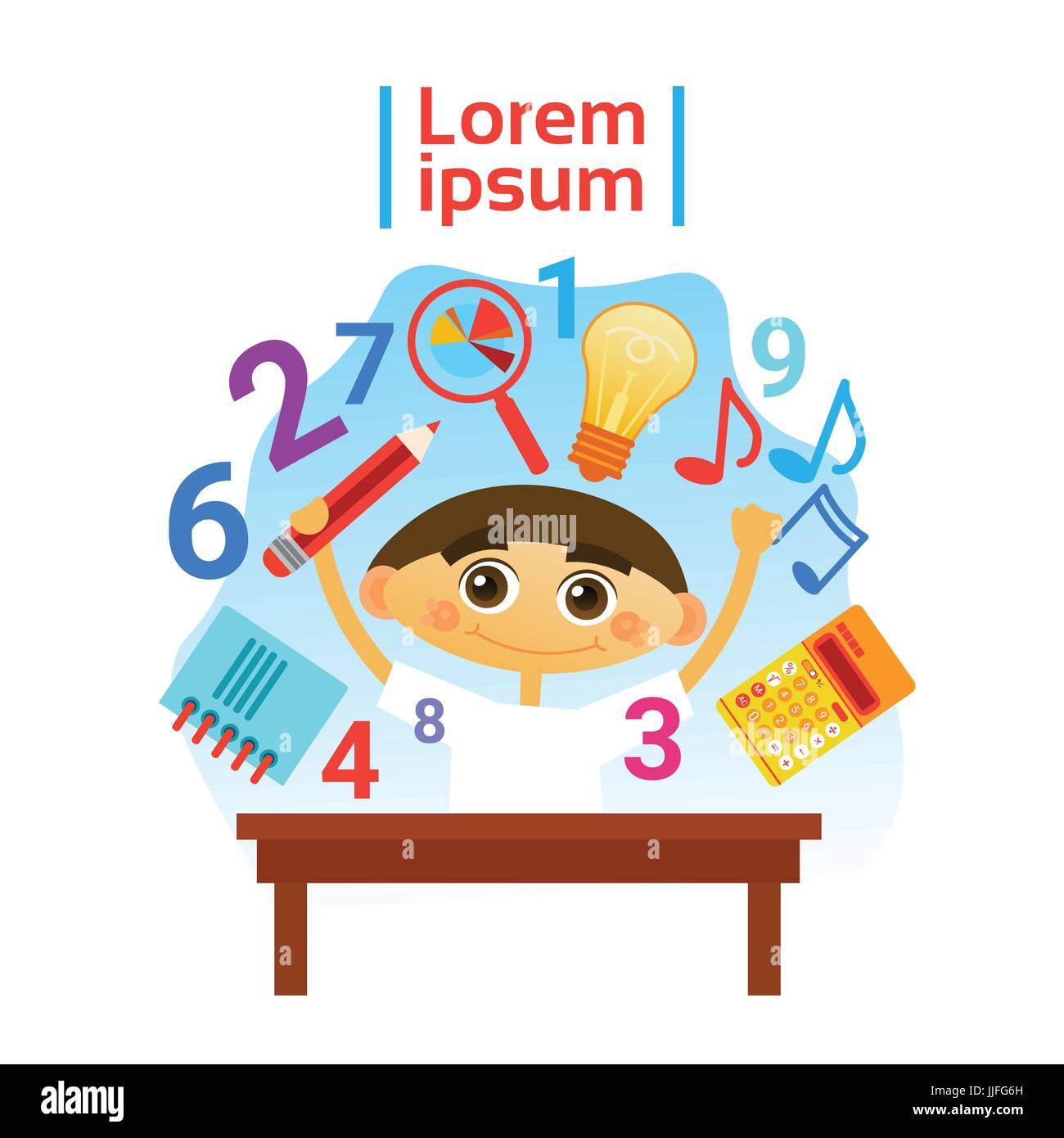 Small Boy Learning Child Preschool Education Concept Stock Vector Image ...