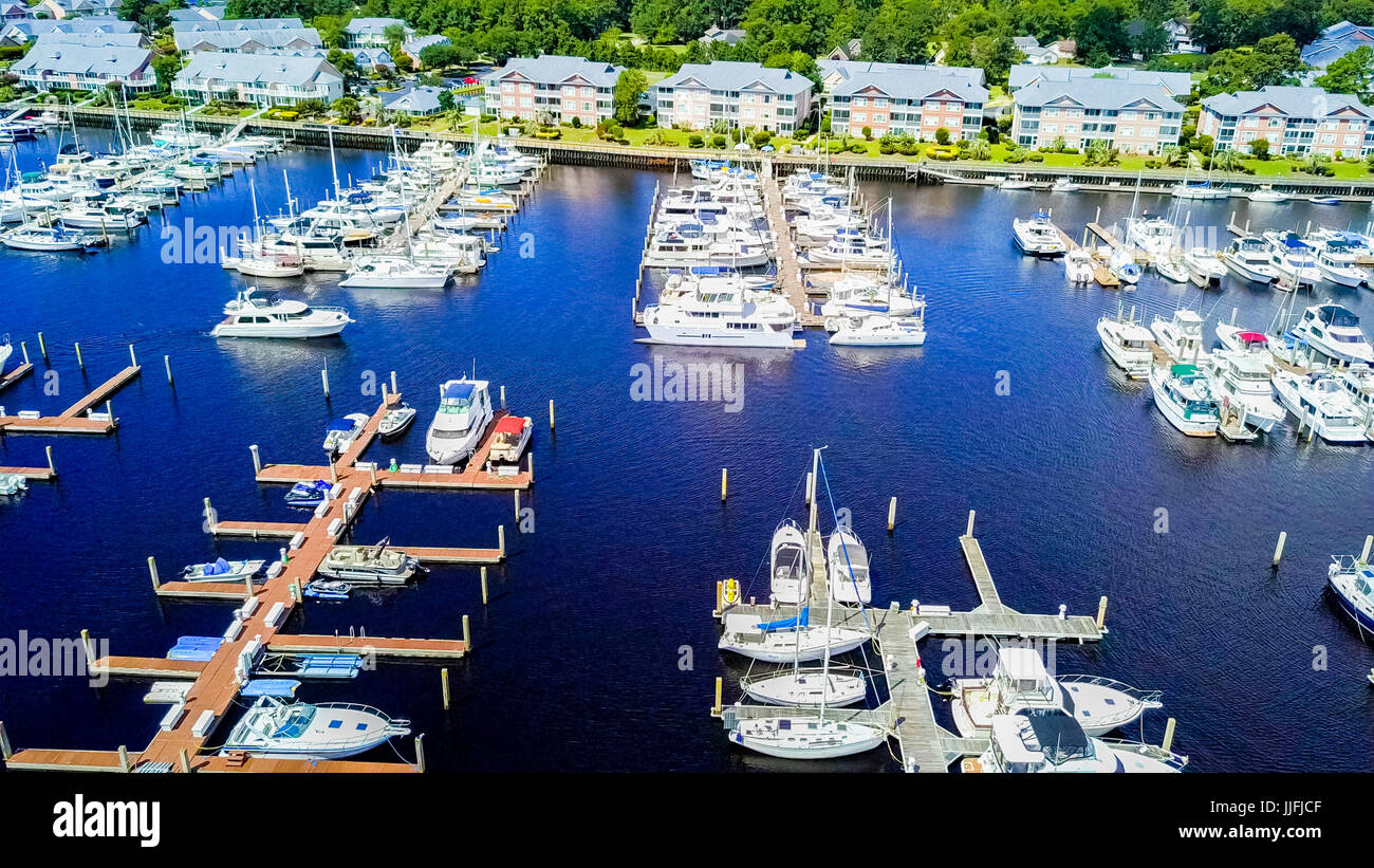 Aerial view of intercoastal marina in South Carolina Stock Photo - Alamy