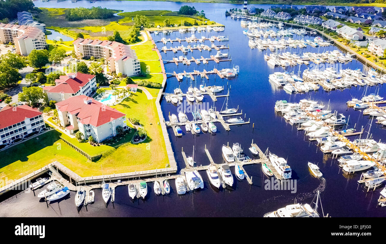 Aerial view of intercoastal marina in South Carolina Stock Photo - Alamy