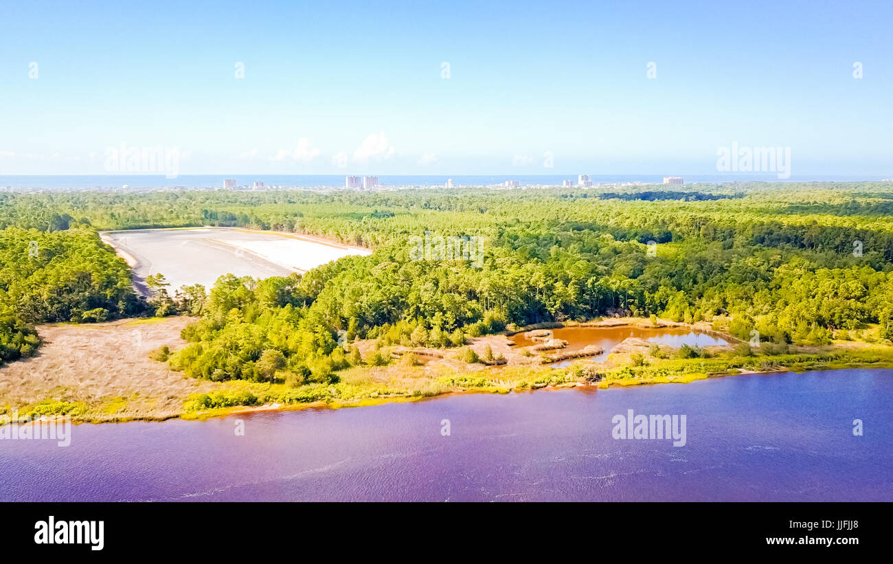 Aerial view on intercoastal waterway in Little River of South Carolina ...