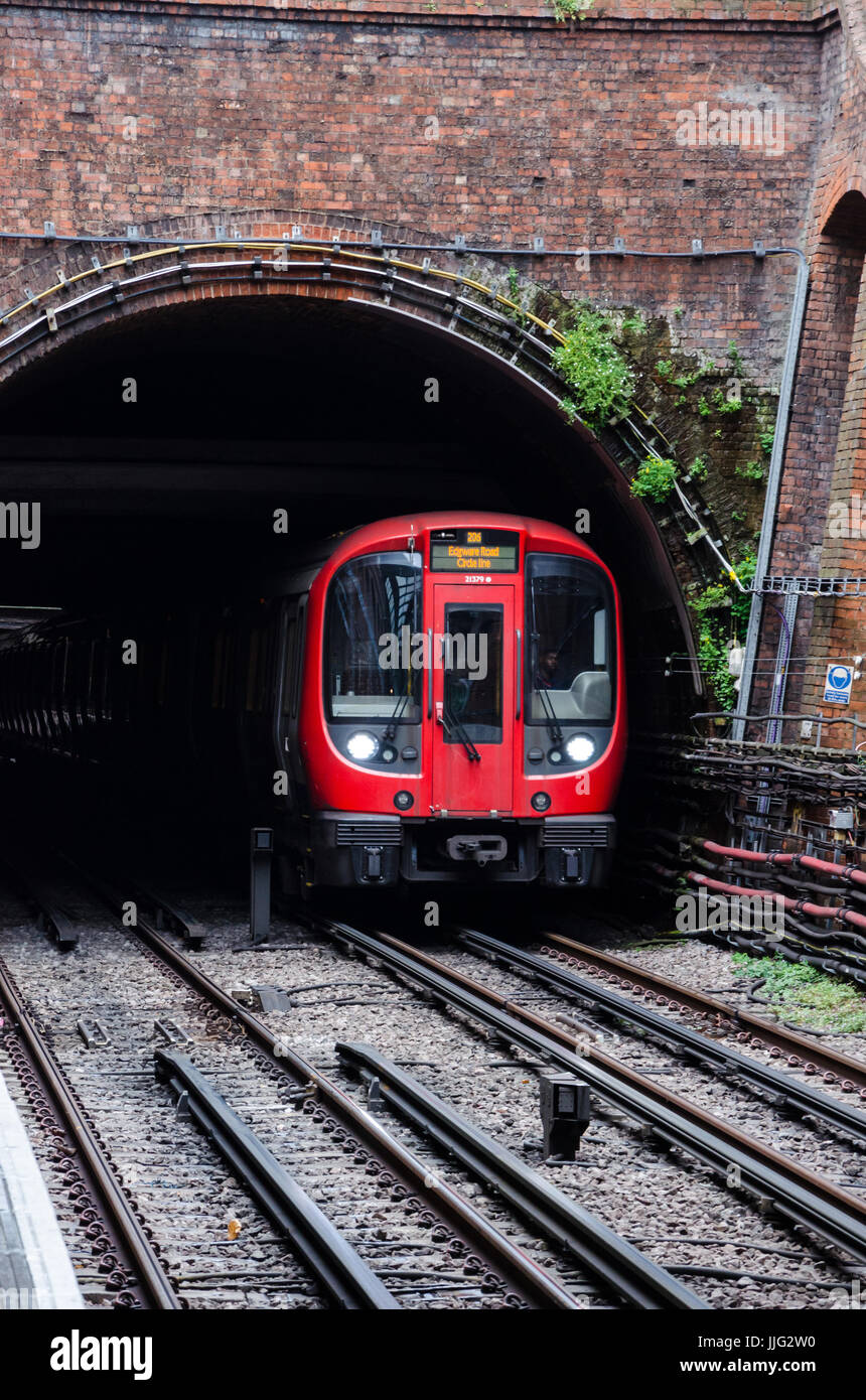 A train arrives in Notting Hill Gate London Underground station Stock ...