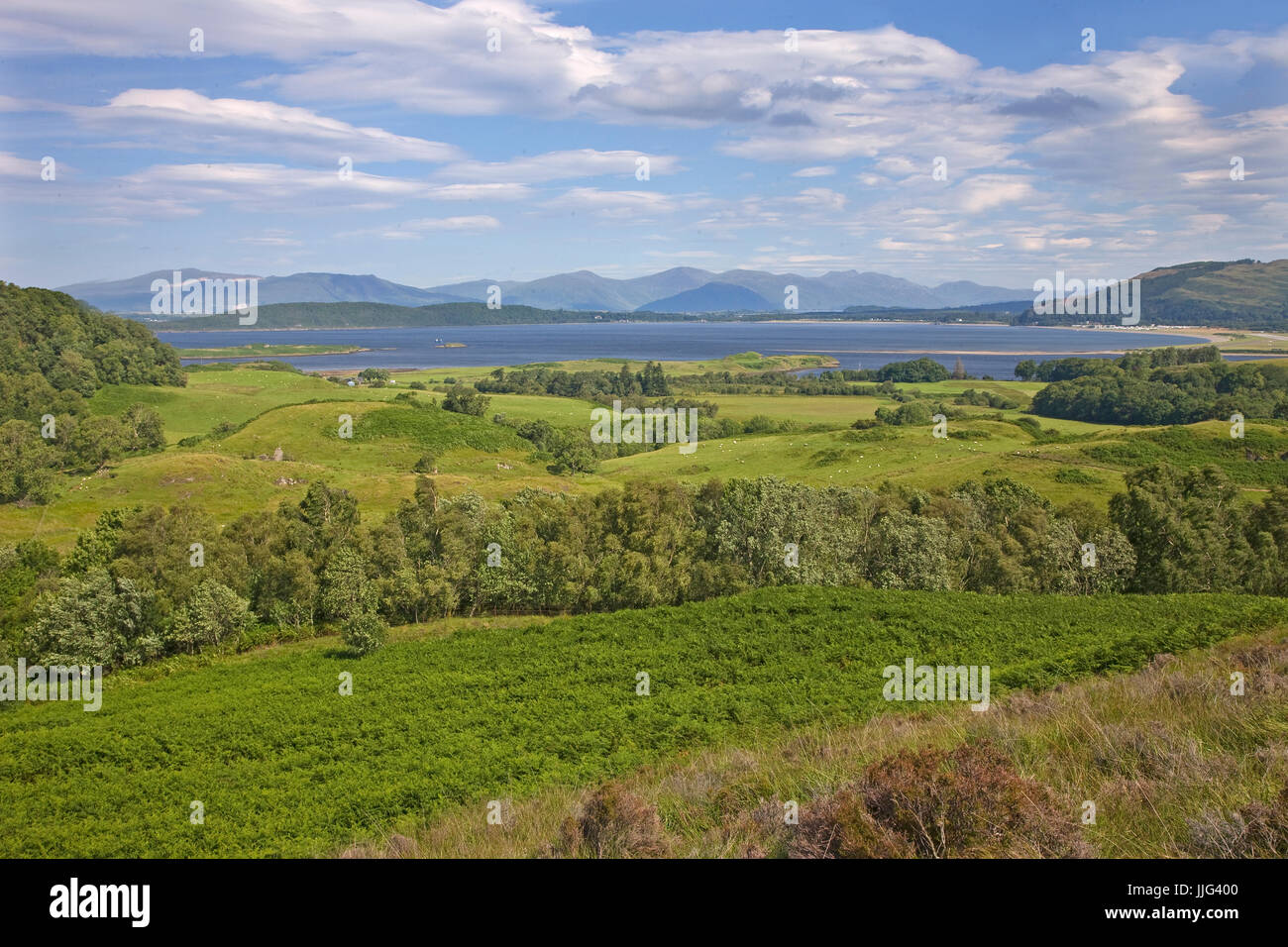 Summer view towards a distant Morvern Hills from saulmore Nr Oban ...