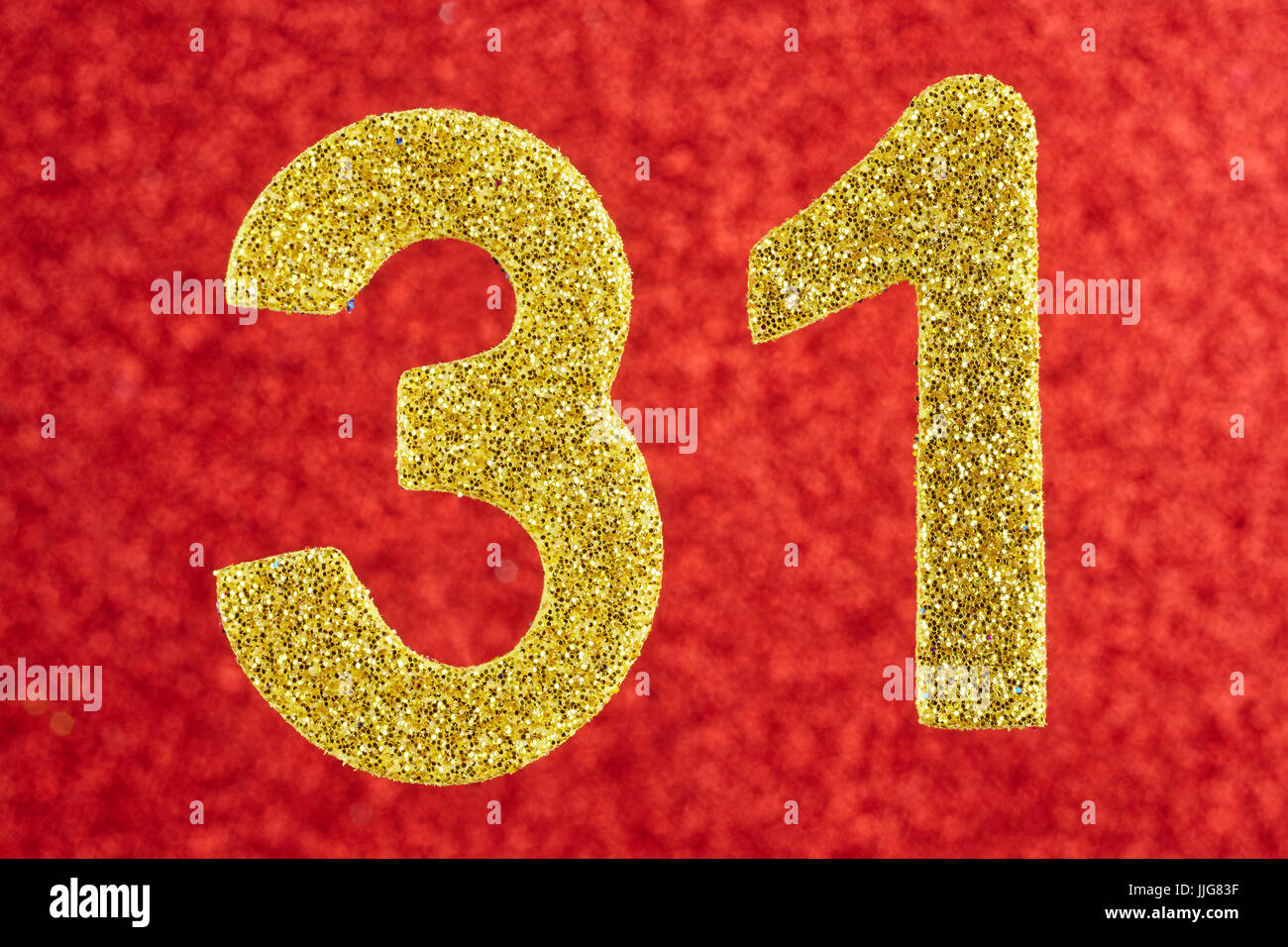 Number thirty-one yellow color over a red background. Anniversary ...