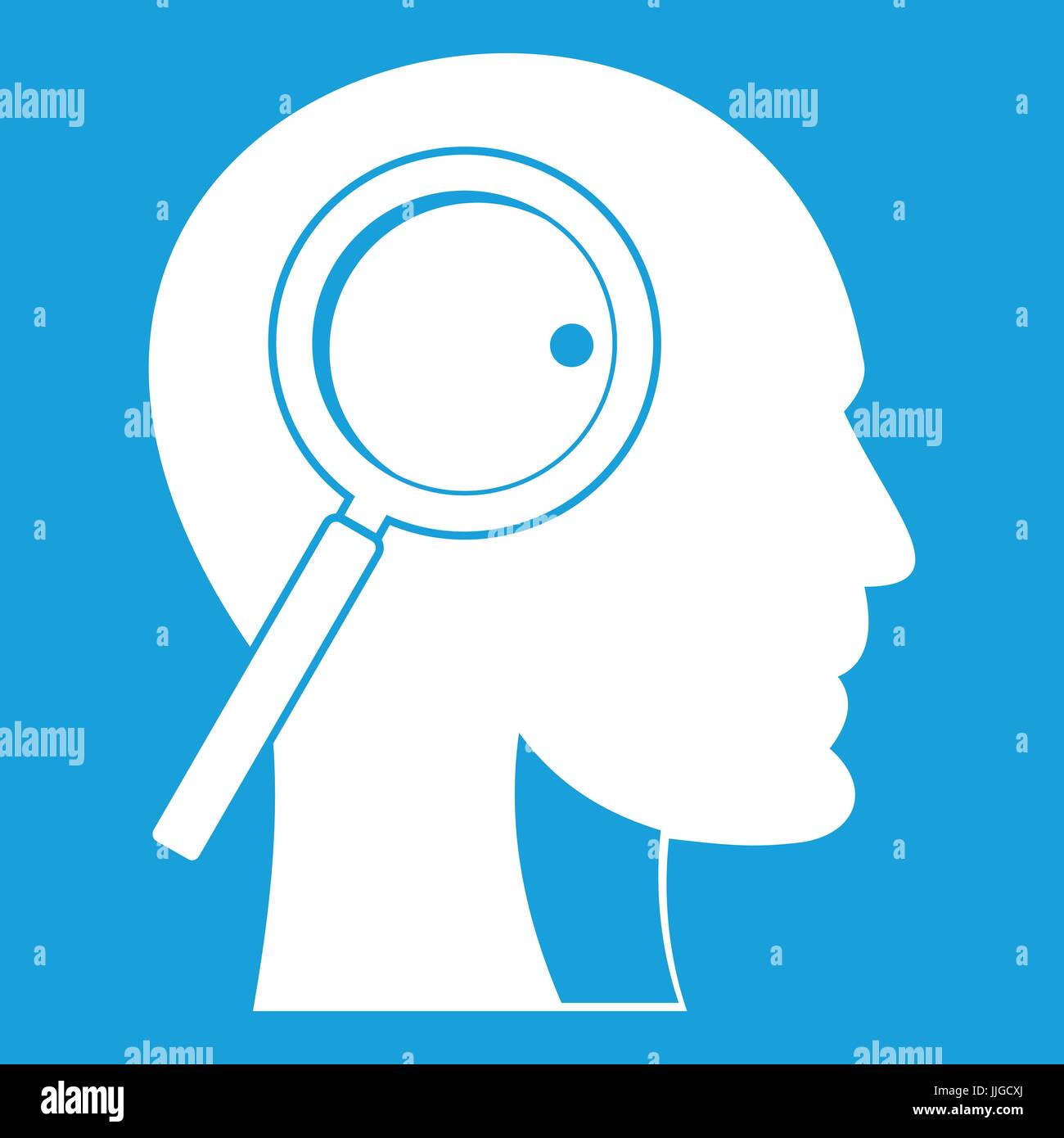 Magnifying glass in head icon white Stock Vector Image & Art - Alamy