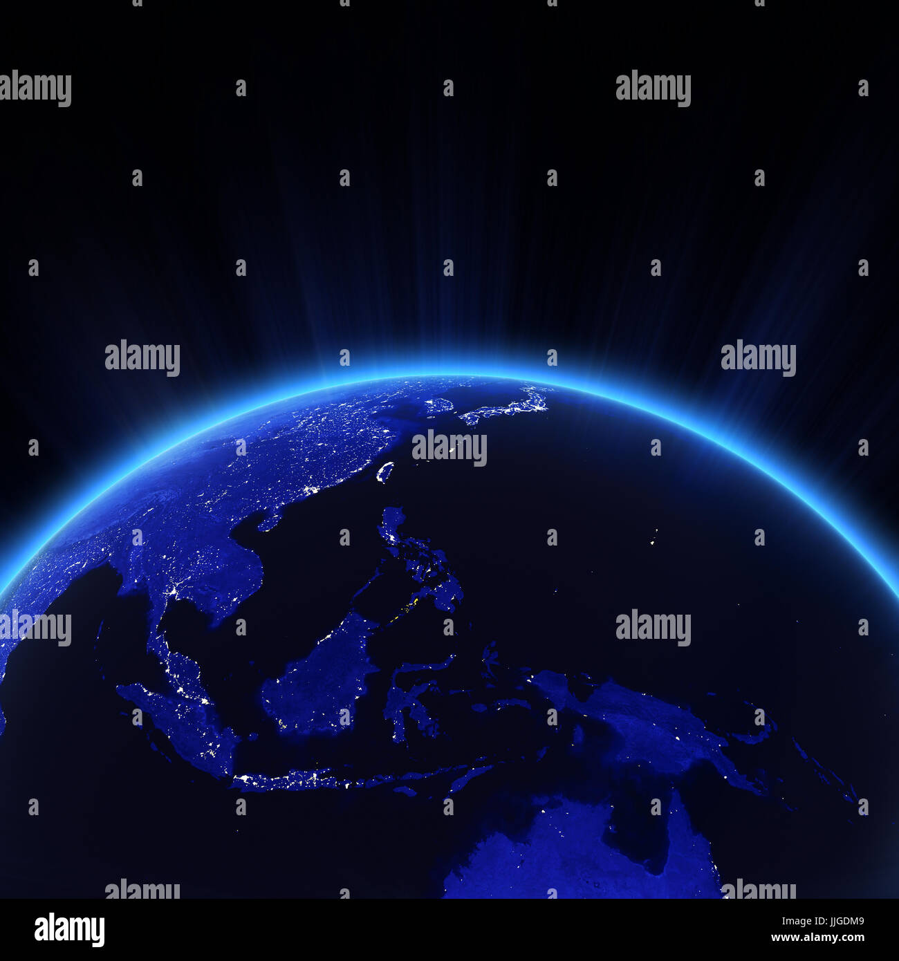 Night globe city light map asia east hi-res stock photography and ...