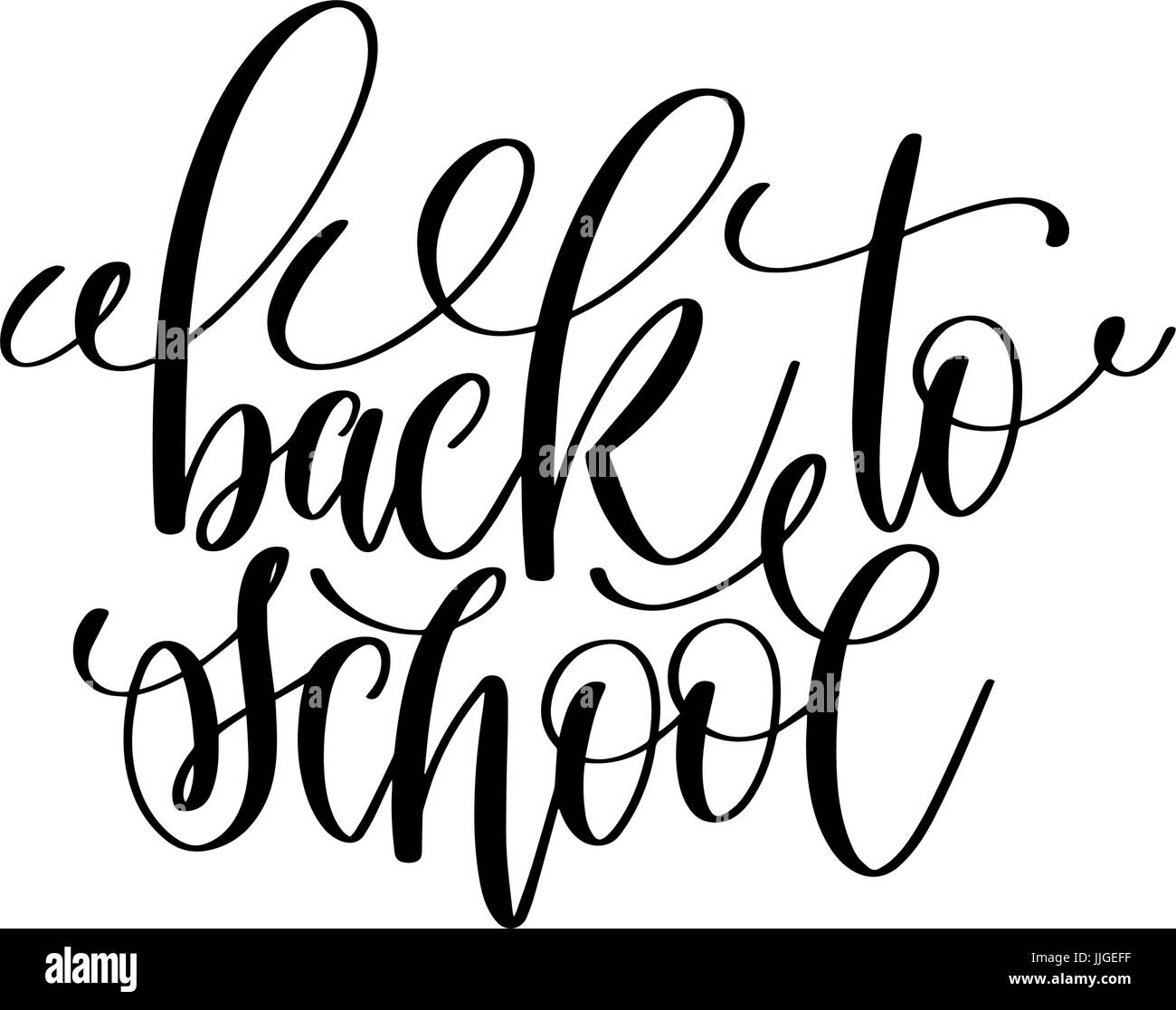 back to school black and white hand lettering inscription Stock Vector ...