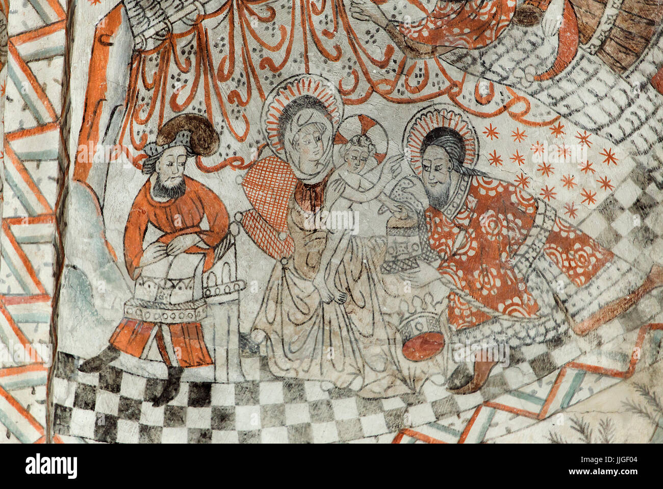 Danish medieval religious fresco in the 13th century Gothic style Tuse ...