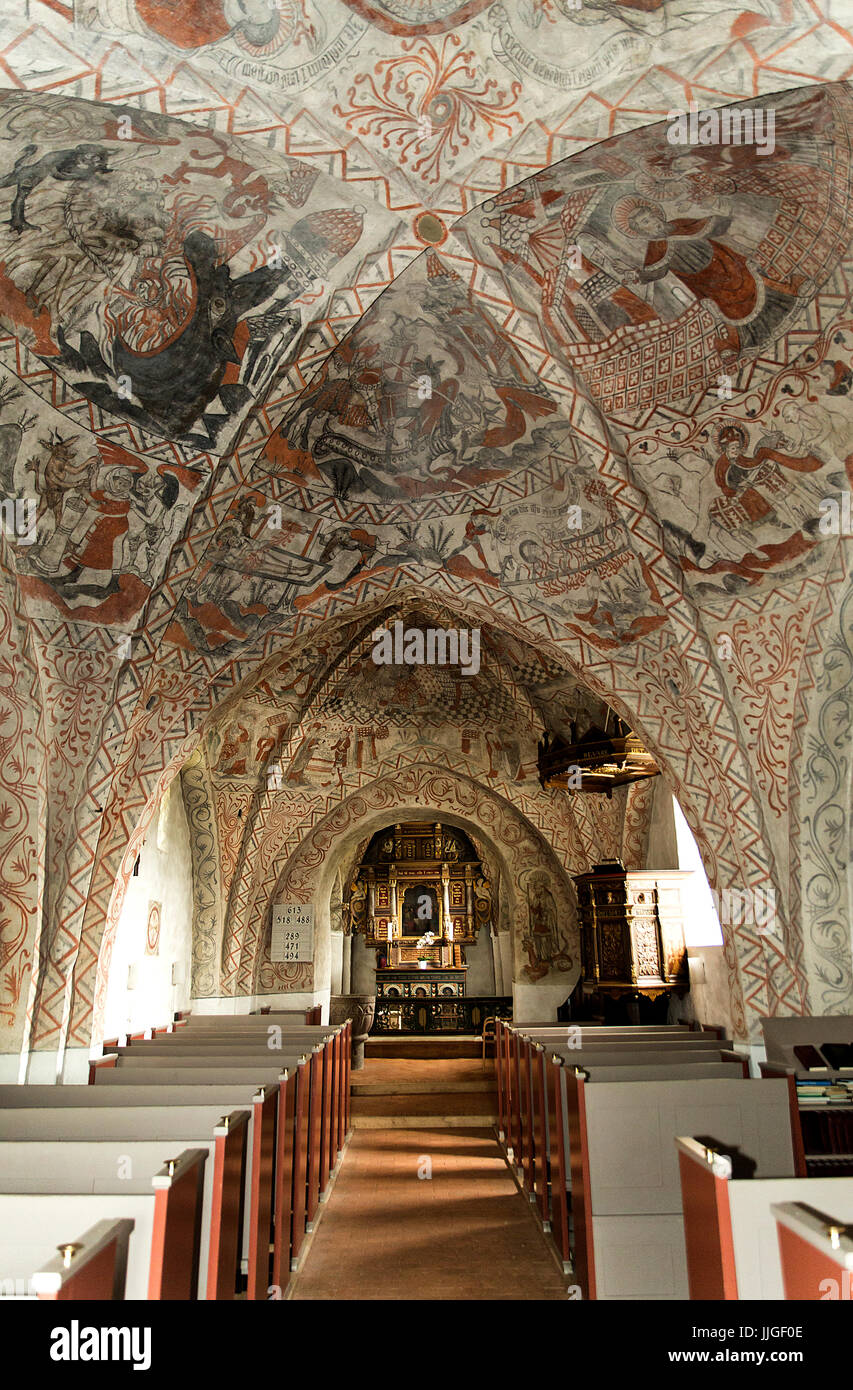 A view of the Danish medieval religious fresco in the 13th century ...