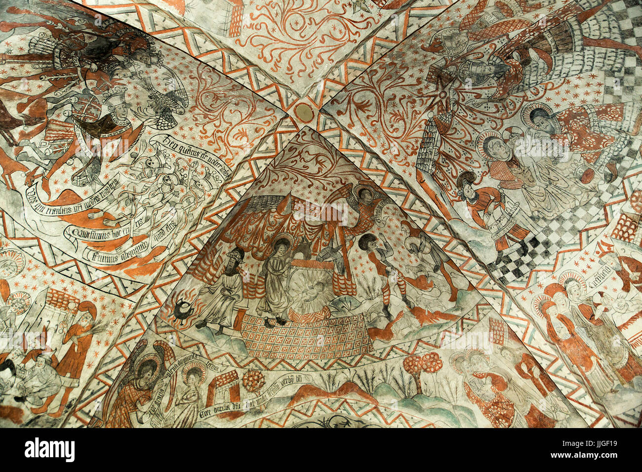 A view of the Danish medieval religious fresco in the 13th century ...