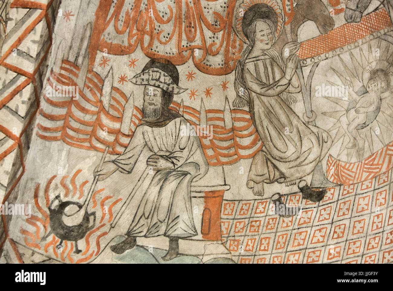 Danish medieval religious fresco in the 13th century Gothic style Tuse ...