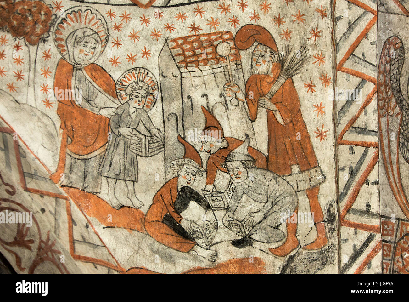 Danish medieval religious fresco in the 13th century Gothic style Tuse ...