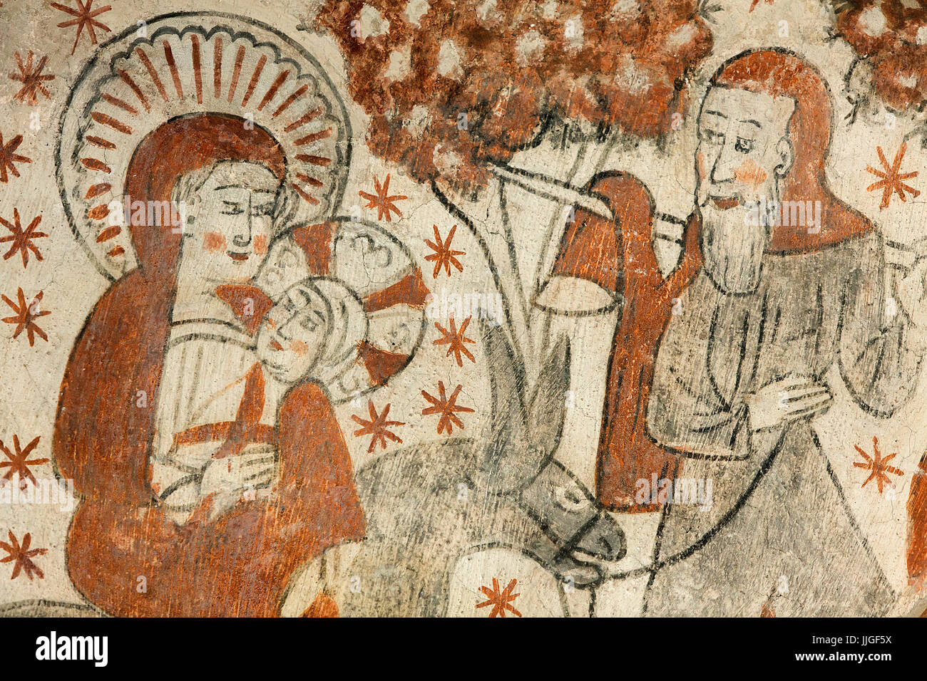 Danish medieval religious fresco in the 13th century Gothic style Tuse ...