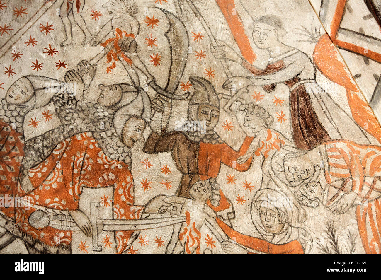 Danish medieval religious fresco in the 13th century Gothic style Tuse ...