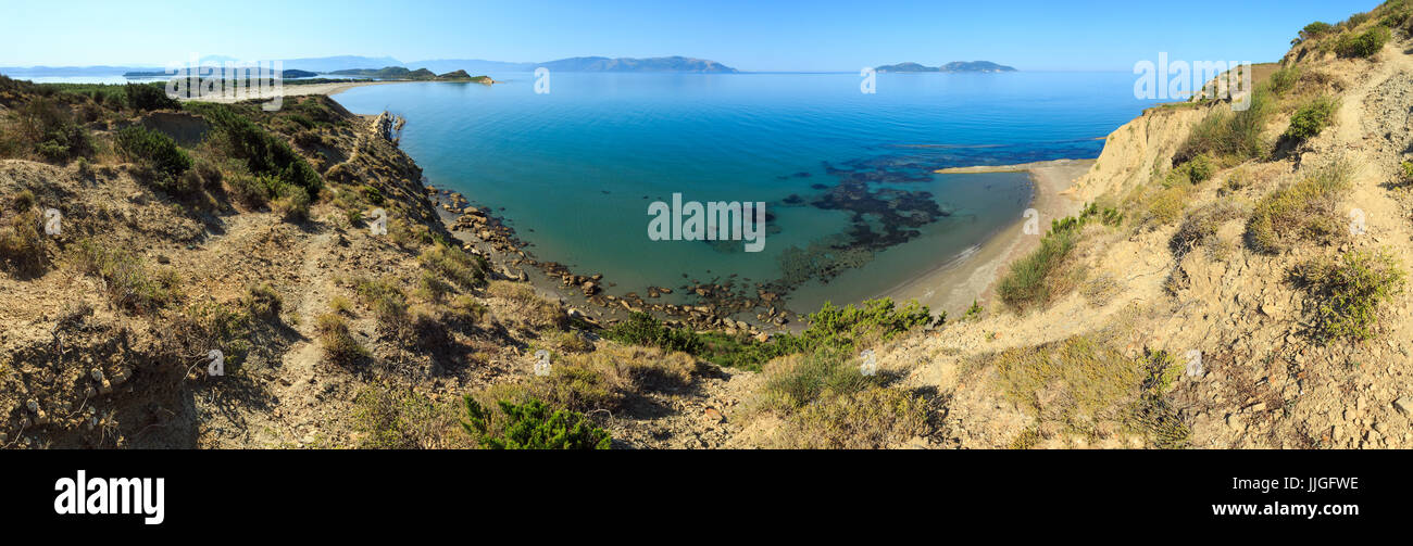 Morning sea rocky coast landscape (Narta Lagoon, Vlore, Albania). Four ...
