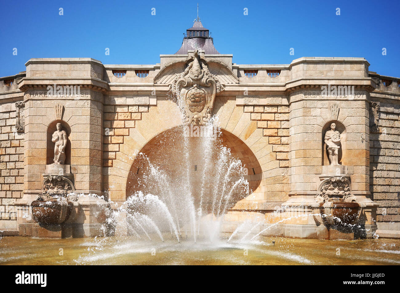 Fountain at Haken Terraces, Chrobry Embankment in Szczecin, Poland ...