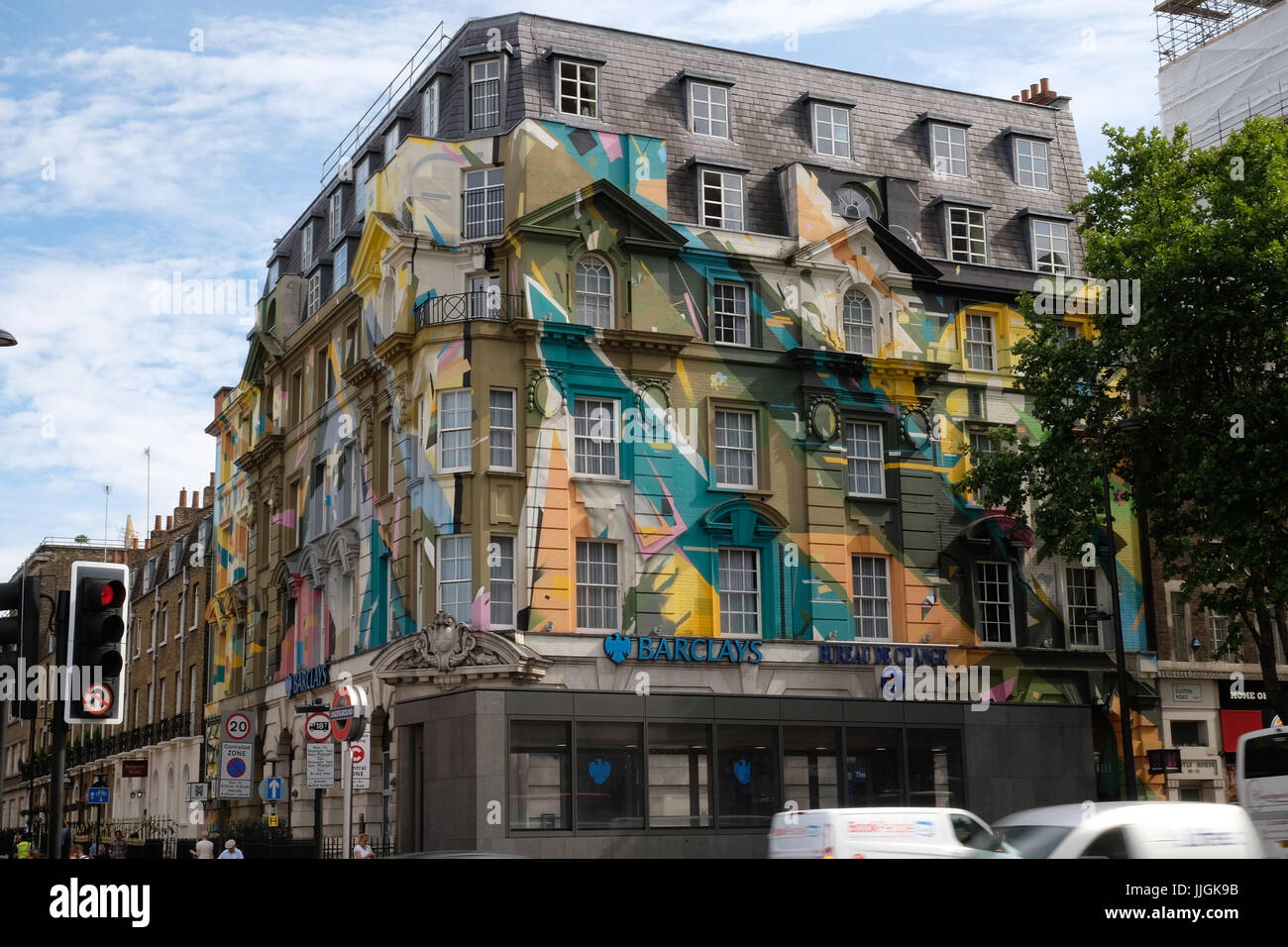 July 2017 - Brightly painted and decorated buildings in London Stock ...