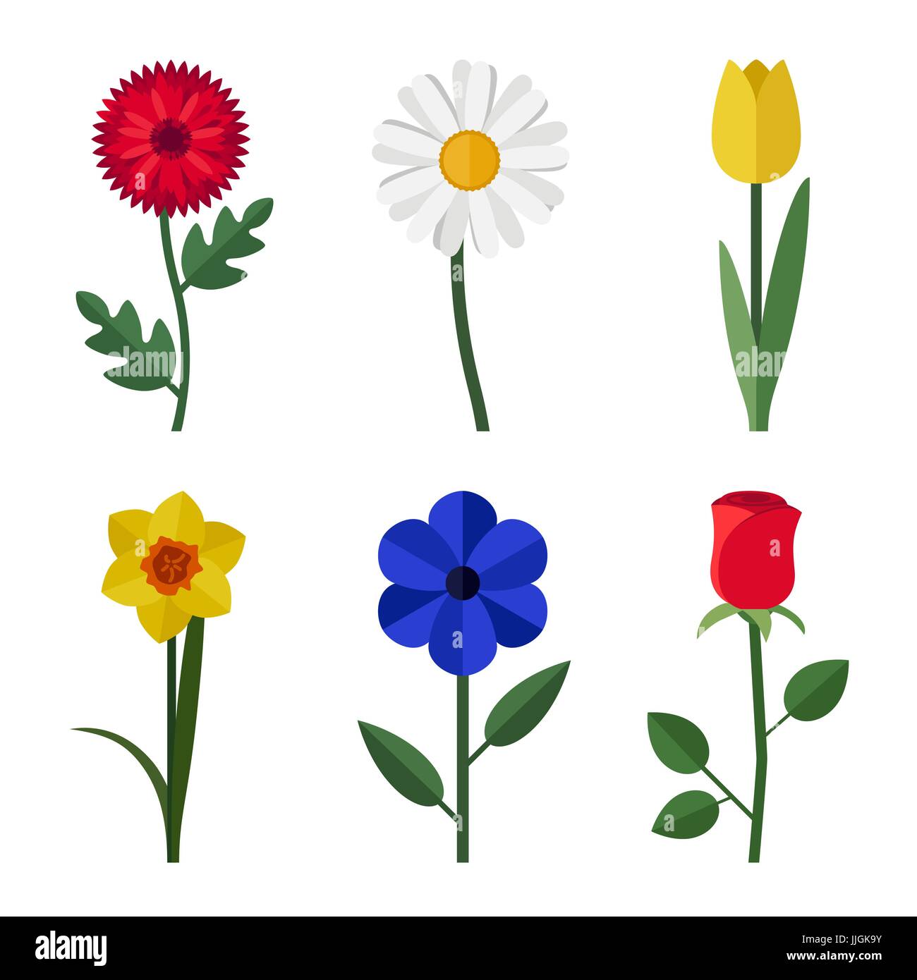 Floral flat icons simple Cut Out Stock Images & Pictures - Alamy