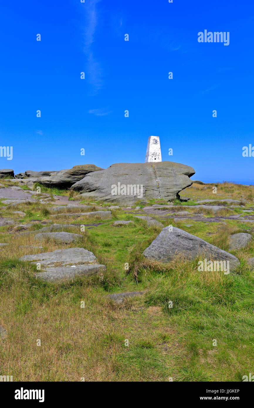 Kinder Low trig point near the Pennine Way on Kinder Scout, Derbyshire ...