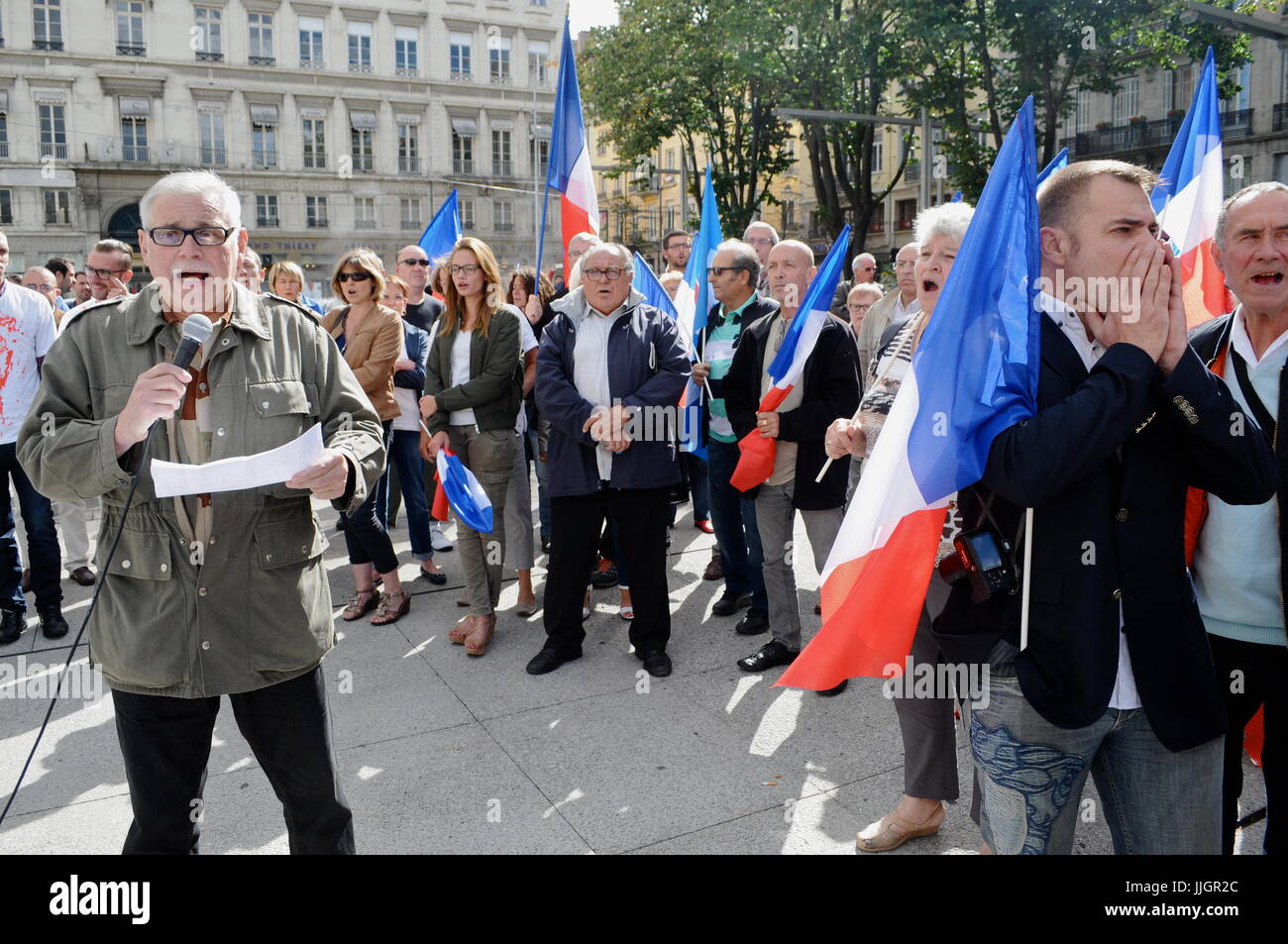 French National Front (FN) militants protest against ritual slaughter ...
