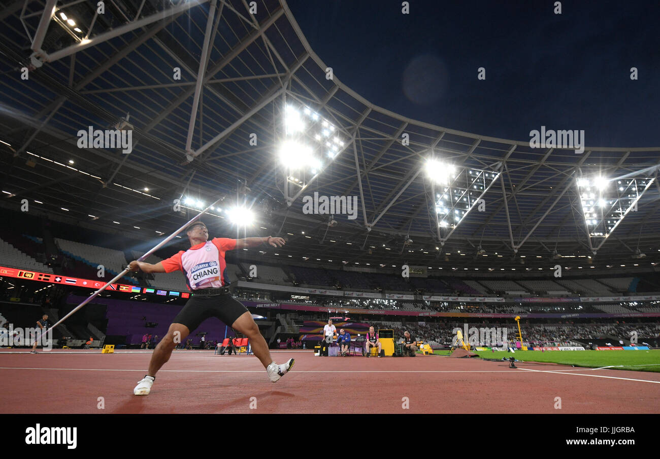 Chinese Taipei's Chih-Chung Chiang competes in the Men's Javelin Throw ...