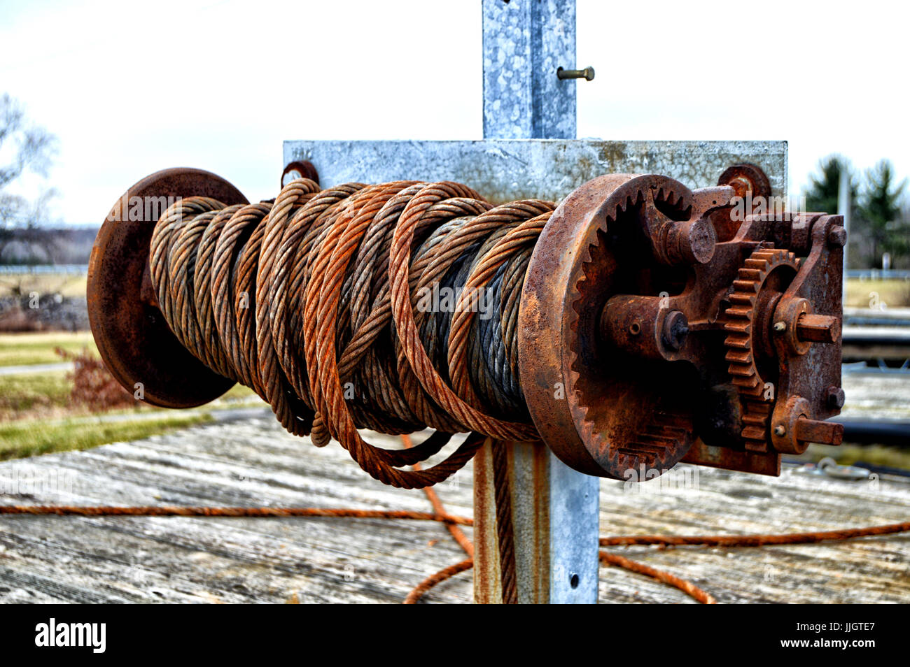 Steel Cable on Reel Stock Photo - Alamy