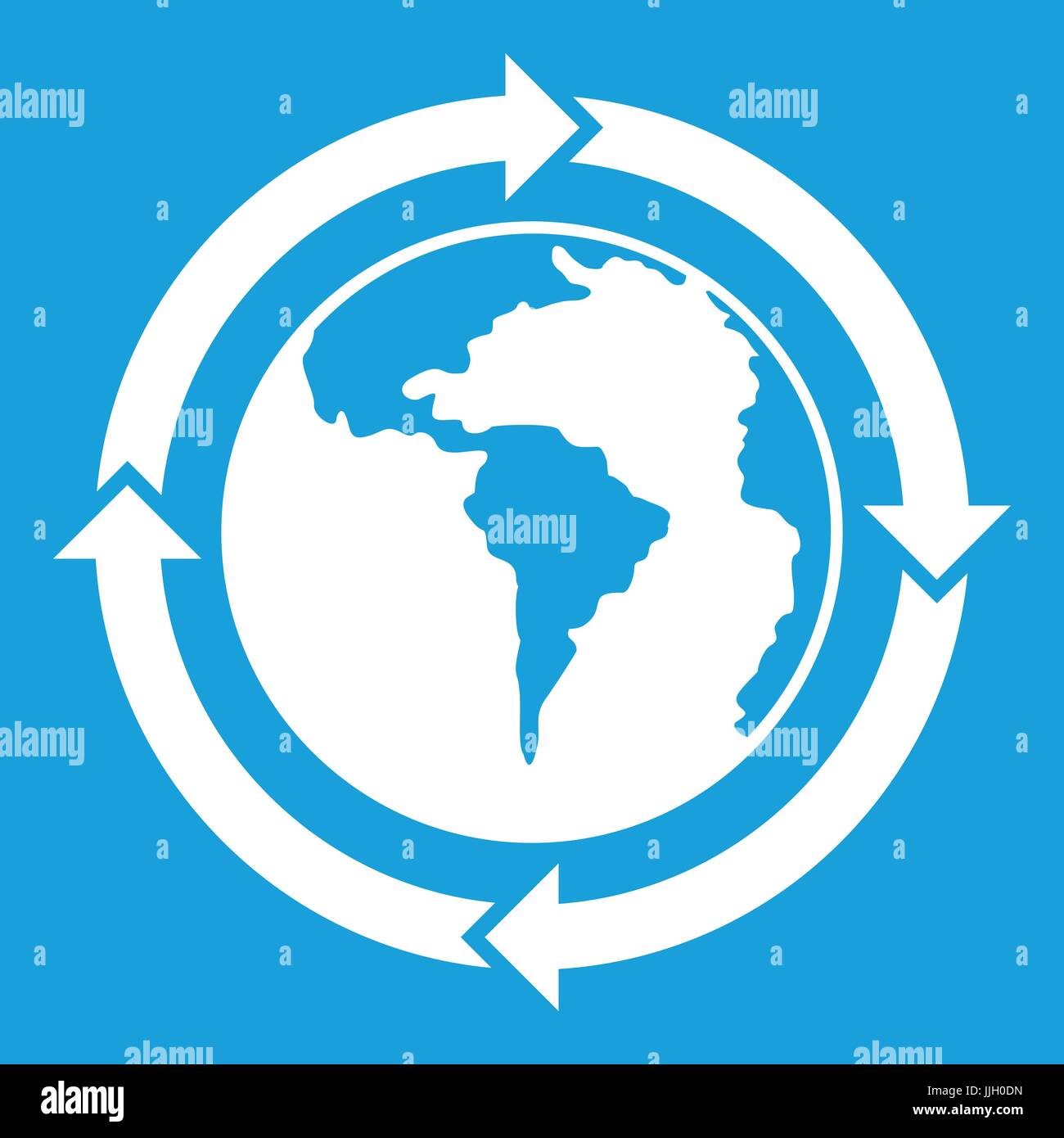 Round arrows around world planet icon white Stock Vector Image & Art ...