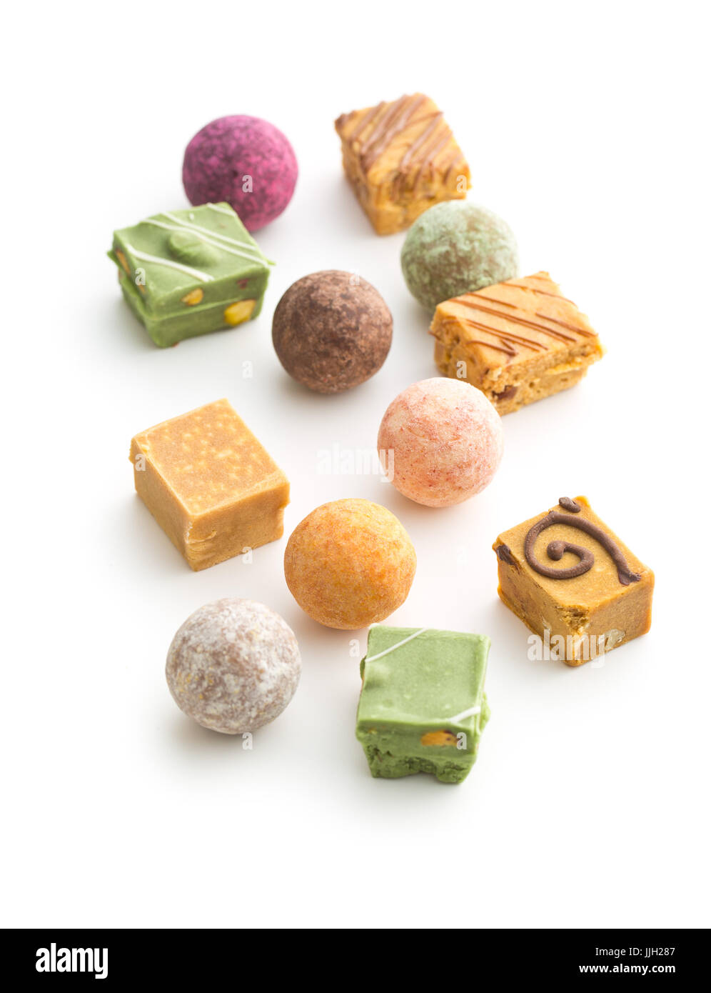 Various sweet candies isolated on white background Stock Photo - Alamy