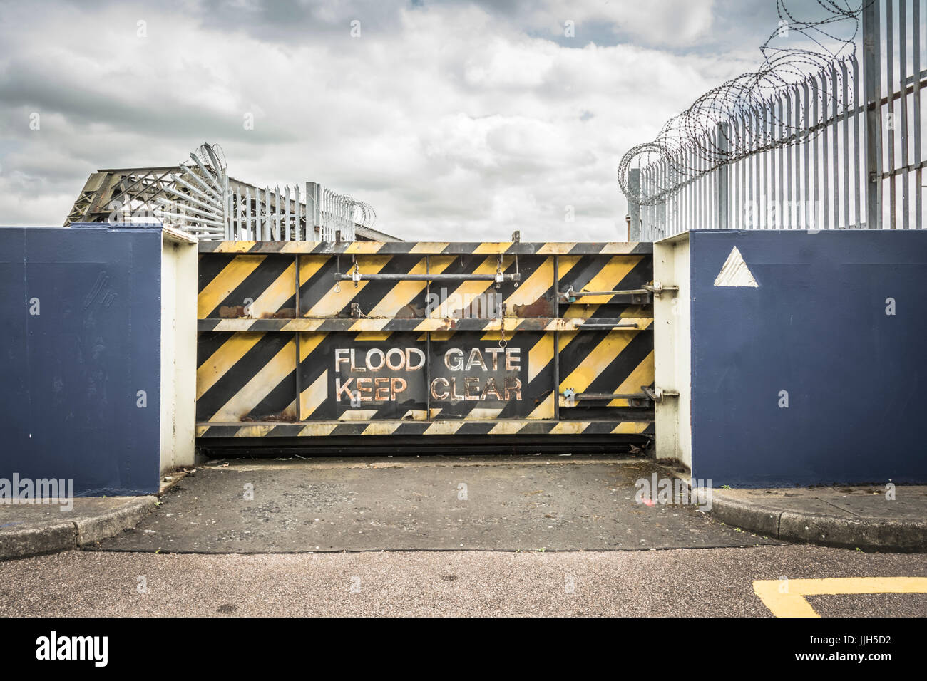 Flood gate next to Tilbury Landing Stage Access Bridge Tilbury, Essex ...