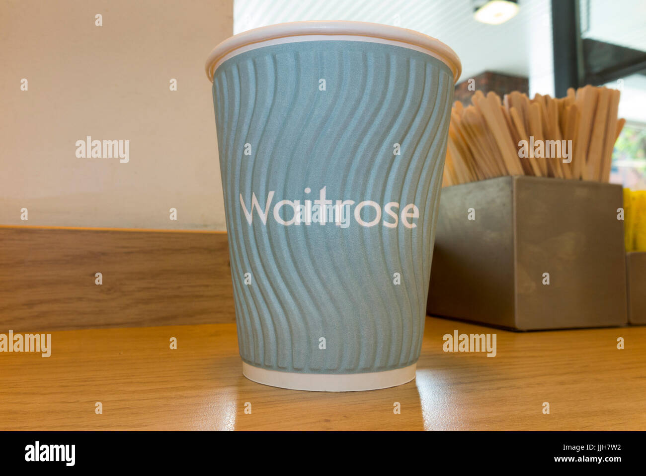 A cup of free coffee at a Waitrose supermarket. UK. This new style ...