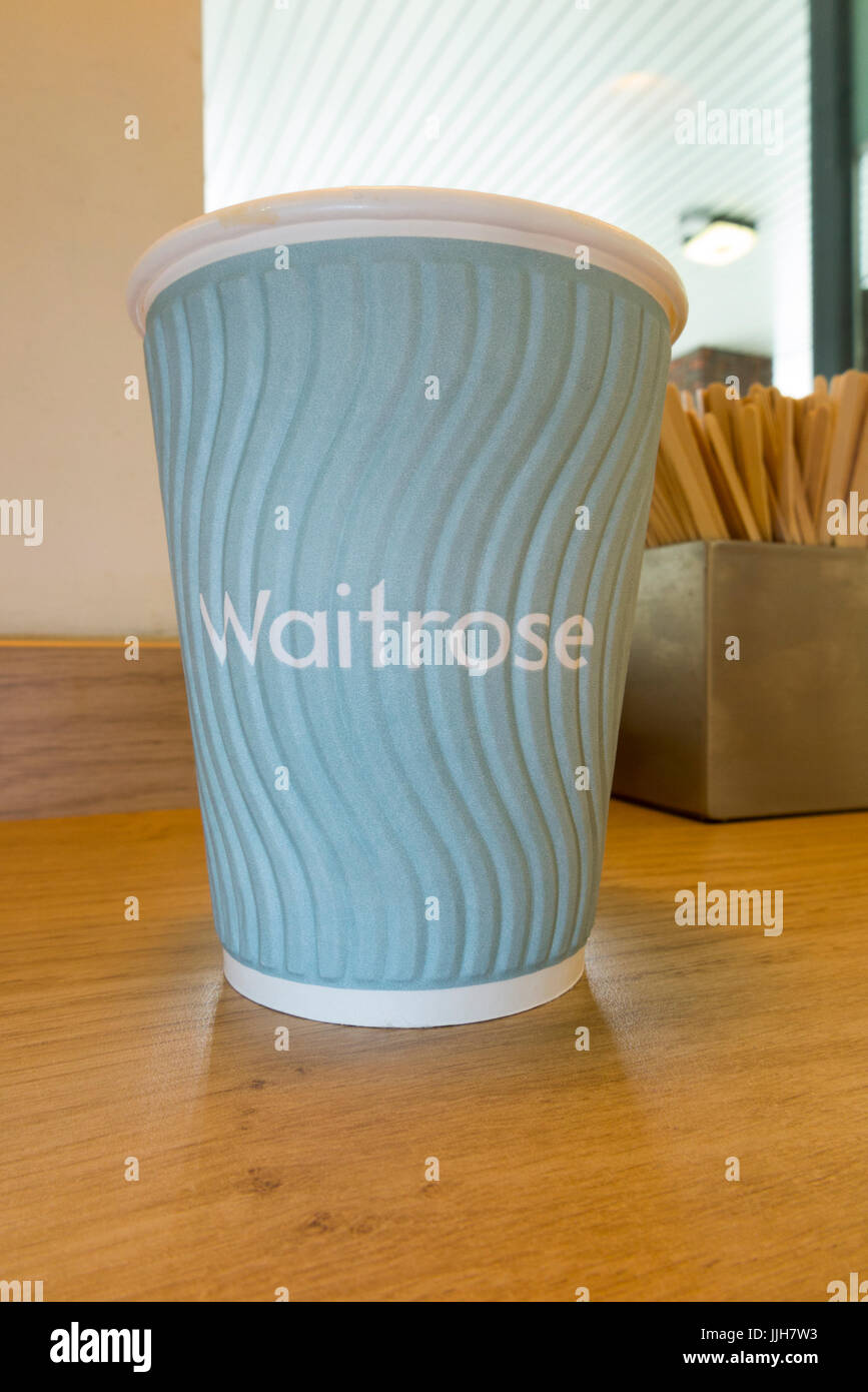 A cup of free coffee at a Waitrose supermarket. UK. This new style ...