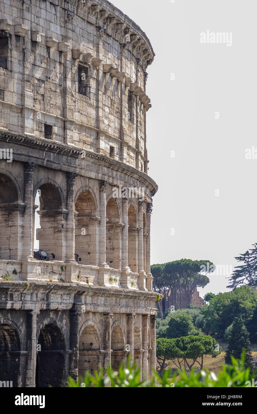 Close up detail of the external walls of Colosseum ruins in Rome, Italy ...