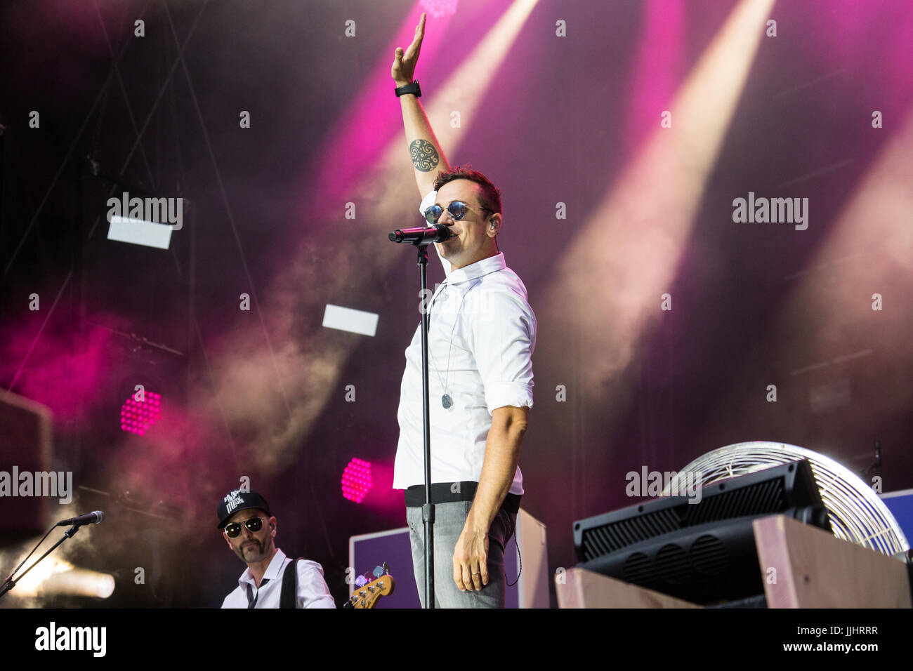 Locarno Switzerland. 18th July 2017. The Swiss singer Jan Dettwyler ...