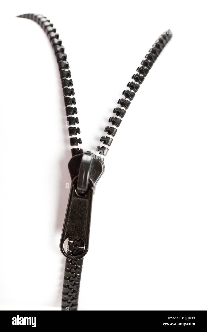 black plastic zipper with white background and copy space Stock Photo ...