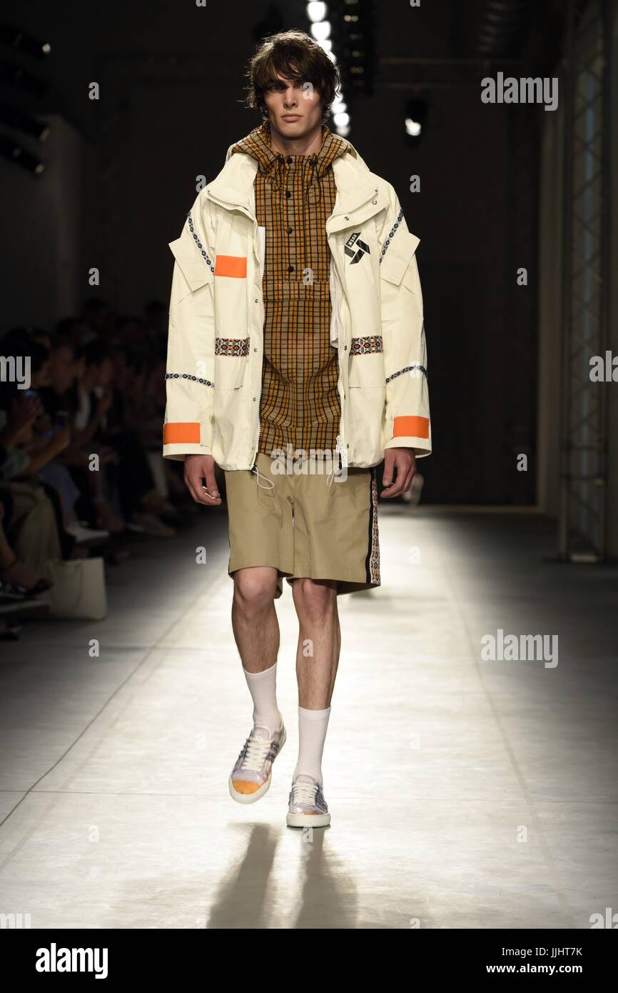 A model walks the catwalk at the MSGM show during Milan Men's Fashion ...