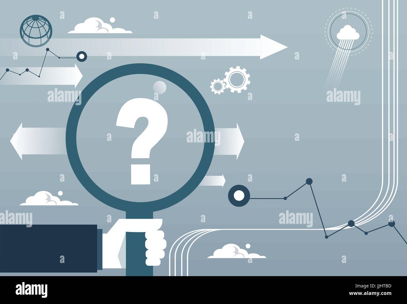 Business Man Hand Hold Magnifying Glass With Question Mark Concept ...