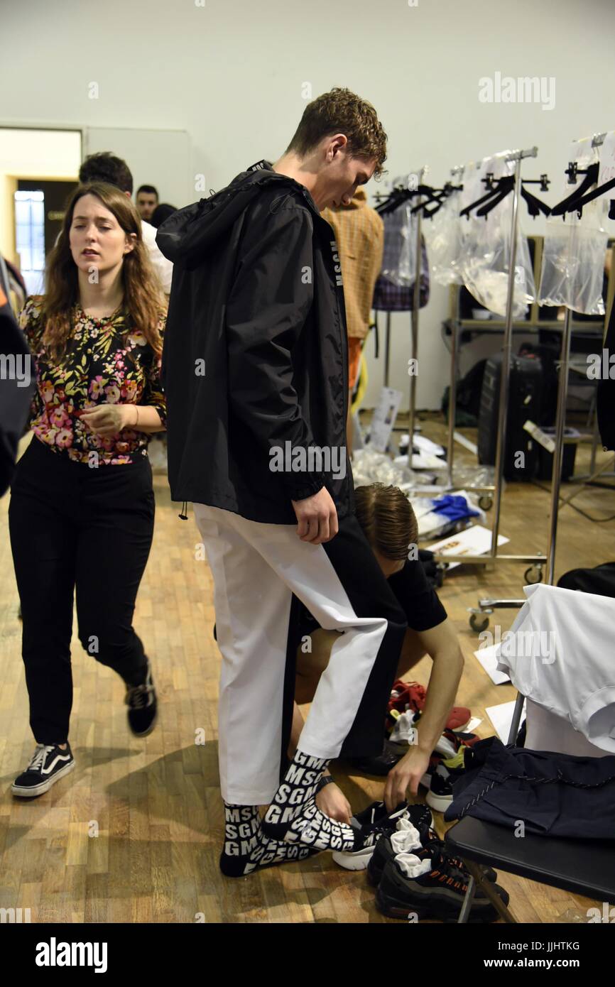 Backstage at the MSGM show during Milan Men's Fashion Week Spring ...