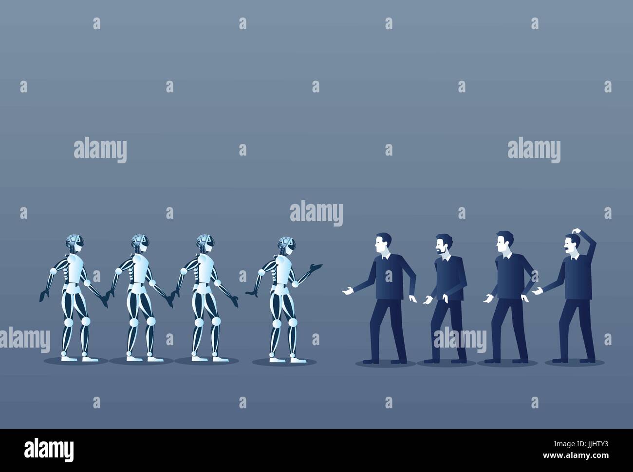 People And Robots Modern Human And Artificial Intelligence Futuristic ...