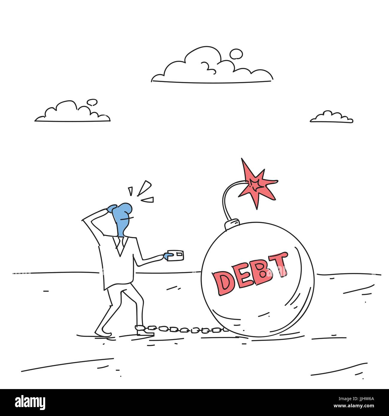 Business Man Chain Bound Legs Credit Debt Finance Crisis Concept Stock ...