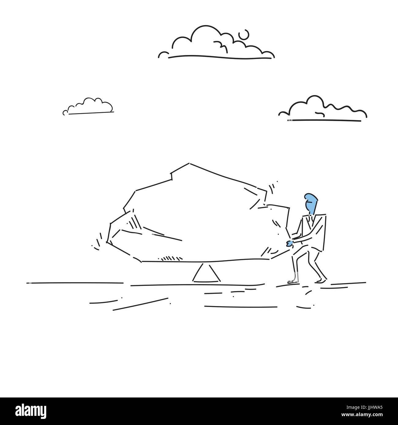 Business Man Balancing Big Stone Debt Loan Crisis Risk Concept Stock ...