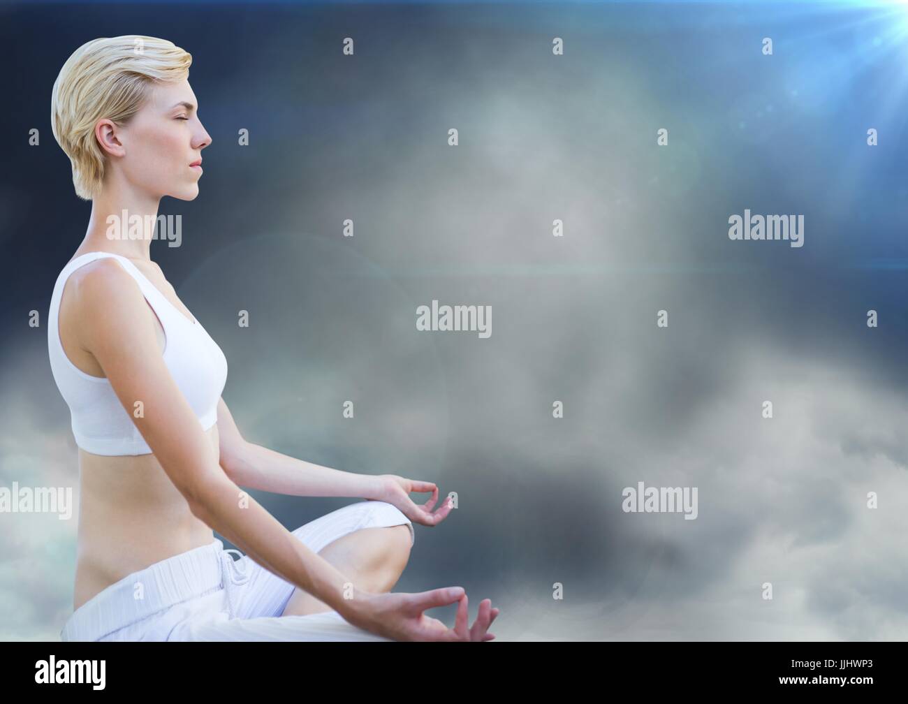 Zen woman clouds hi-res stock photography and images - Alamy