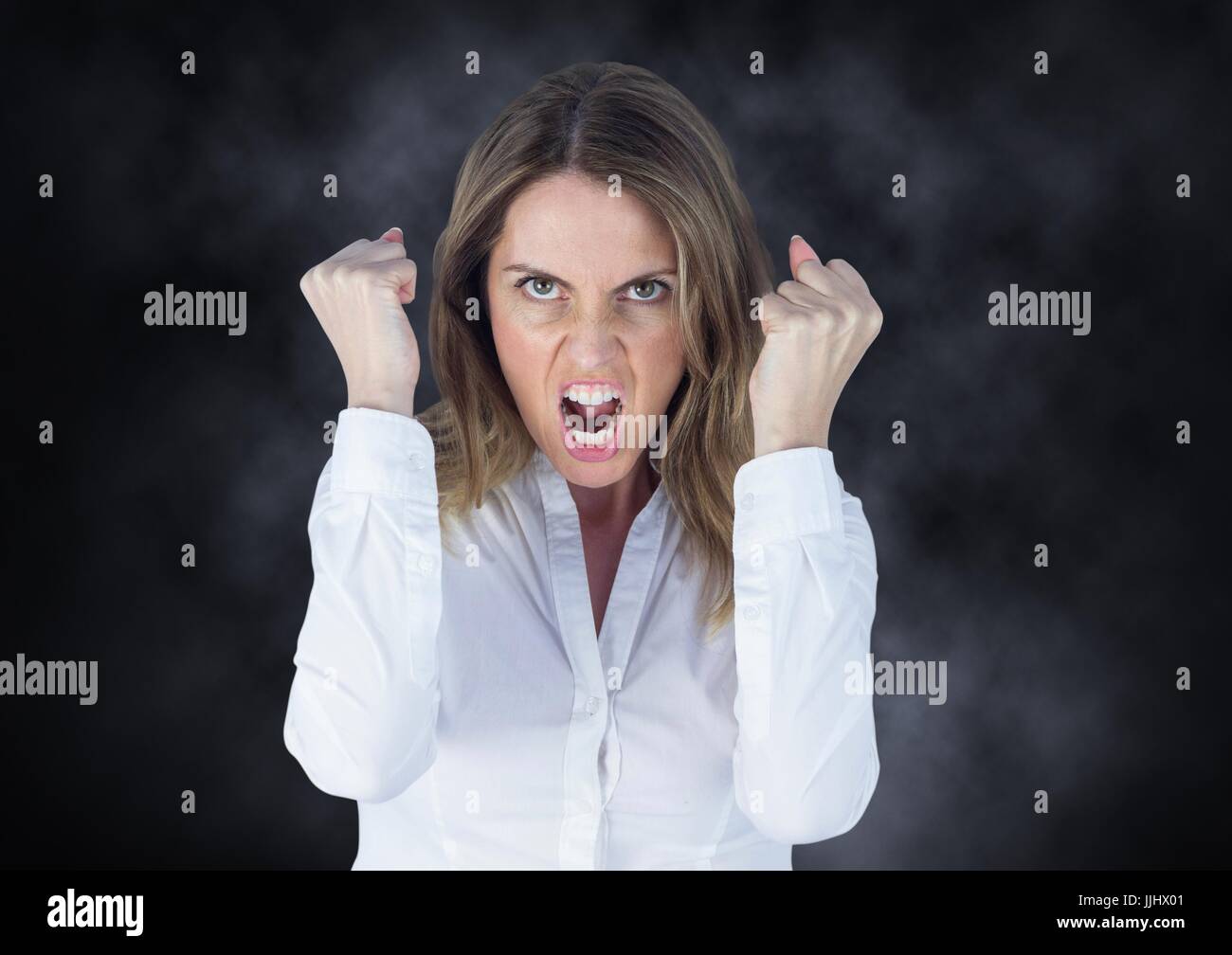 Black angry woman shouting hi-res stock photography and images - Alamy