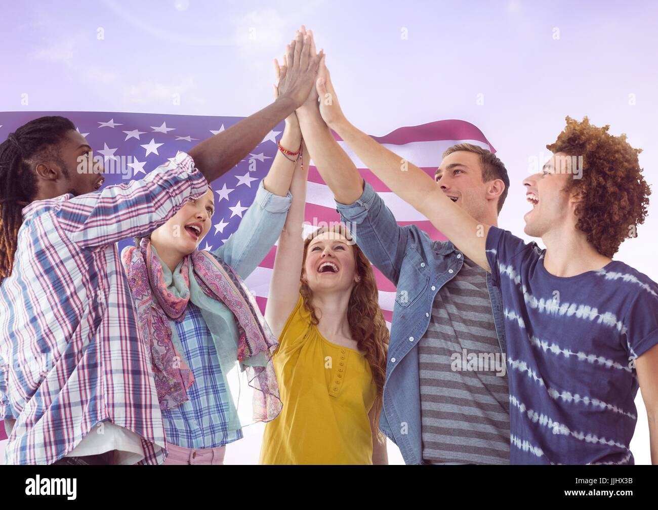Student high fiving class hi-res stock photography and images - Alamy